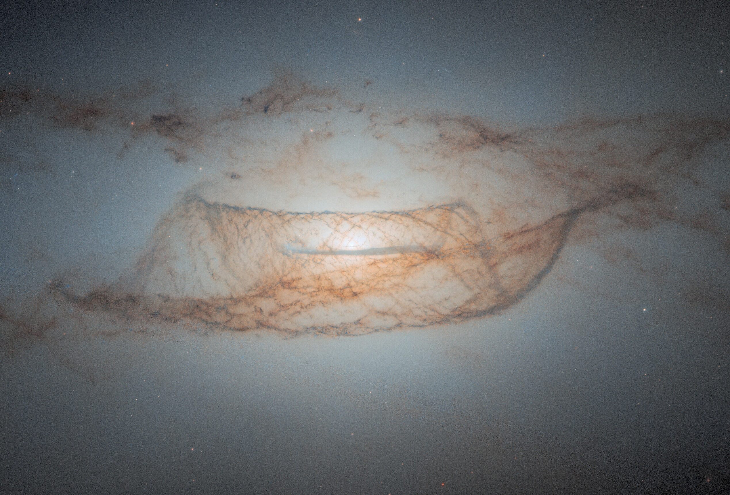 臺北市立天文科學教育館-天文新知-哈伯望遠鏡在星系NGC 4753核心四周發現網狀塵埃隧道